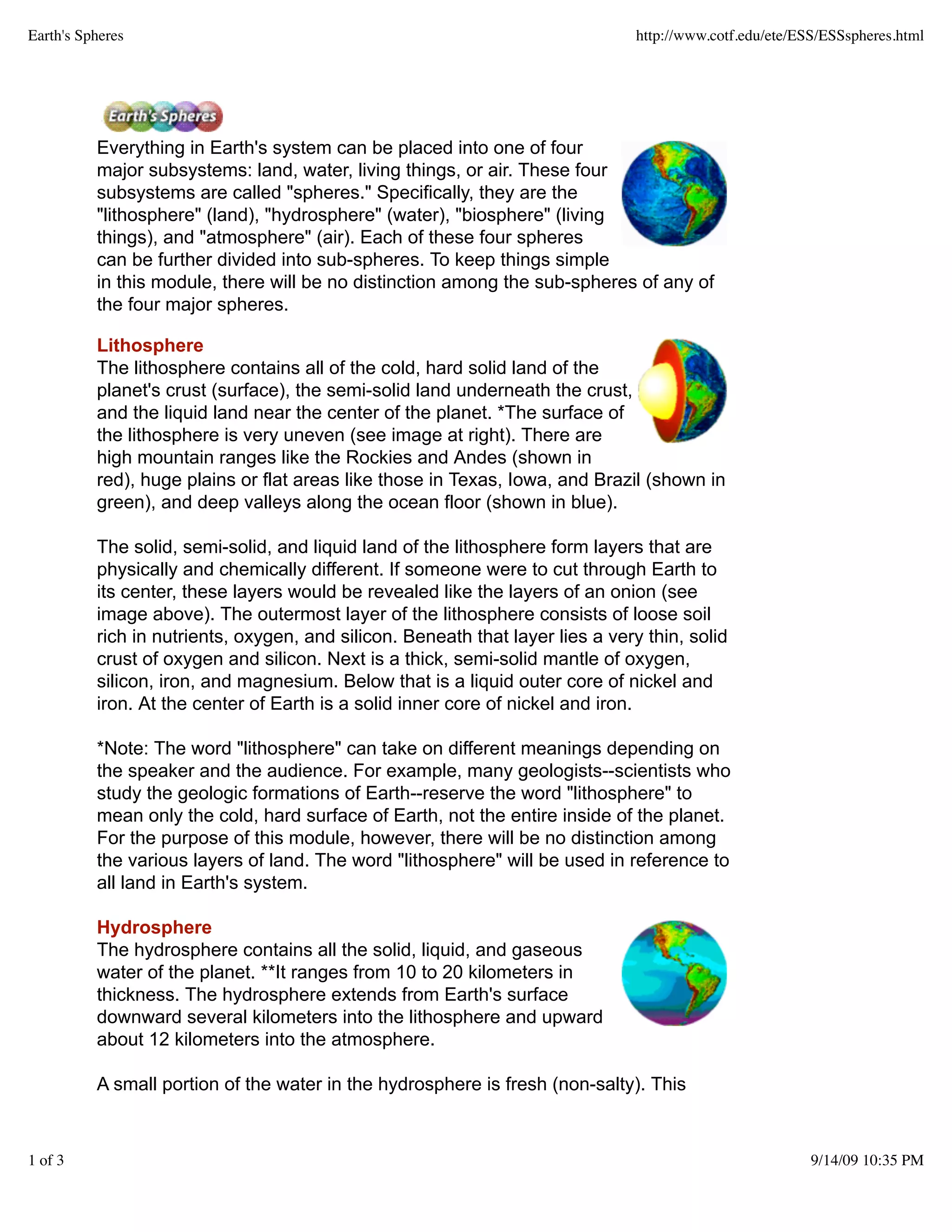 Preview Of “Earths Spheres” | PDF