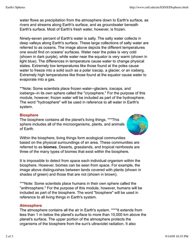 Preview Of “Earths Spheres” | PDF