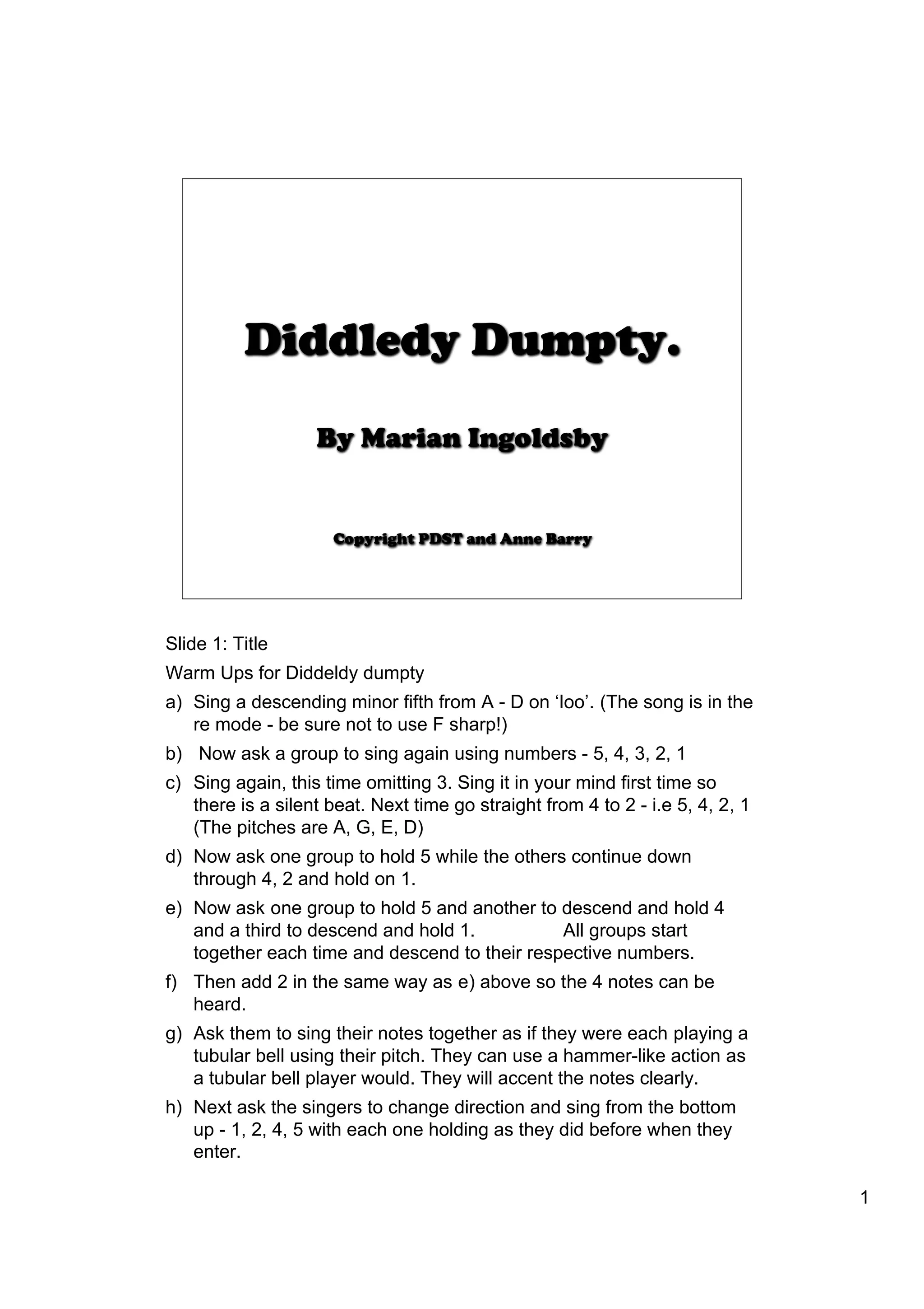 Preview of “pdst diddledy dumpty.ppt” | PDF