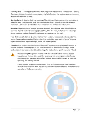 Preview of unoffical oracle learning management administrator guide | PDF
