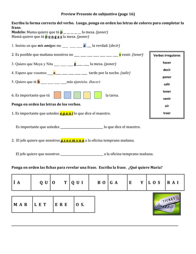 Preview Spanish Present Subjunctive Conjugation Practice Booklet | PDF