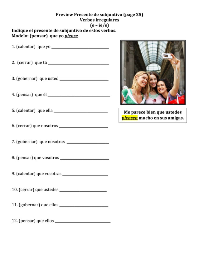 Preview Spanish Present Subjunctive Conjugation Practice Booklet | PDF