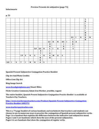 Preview Spanish Present Subjunctive Conjugation Practice Booklet | PDF