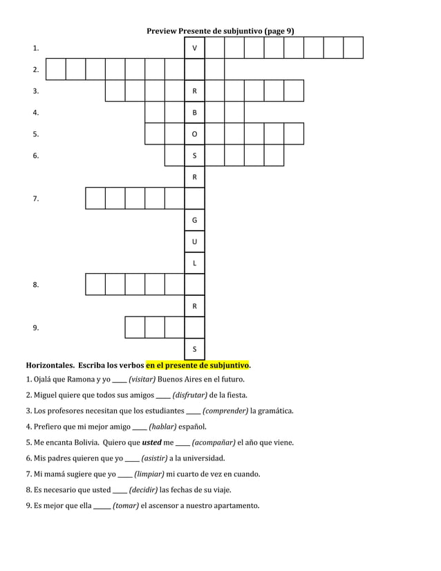 Preview Spanish Present Subjunctive Conjugation Practice Booklet | PDF