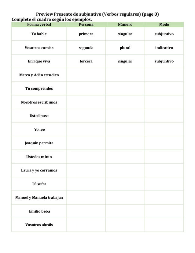 Preview Spanish Present Subjunctive Conjugation Practice Booklet