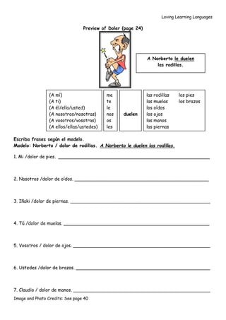 Preview tener, estar y doler | PDF