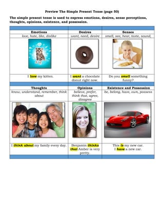 Preview The Uses Of The Simple Present Tense | PDF
