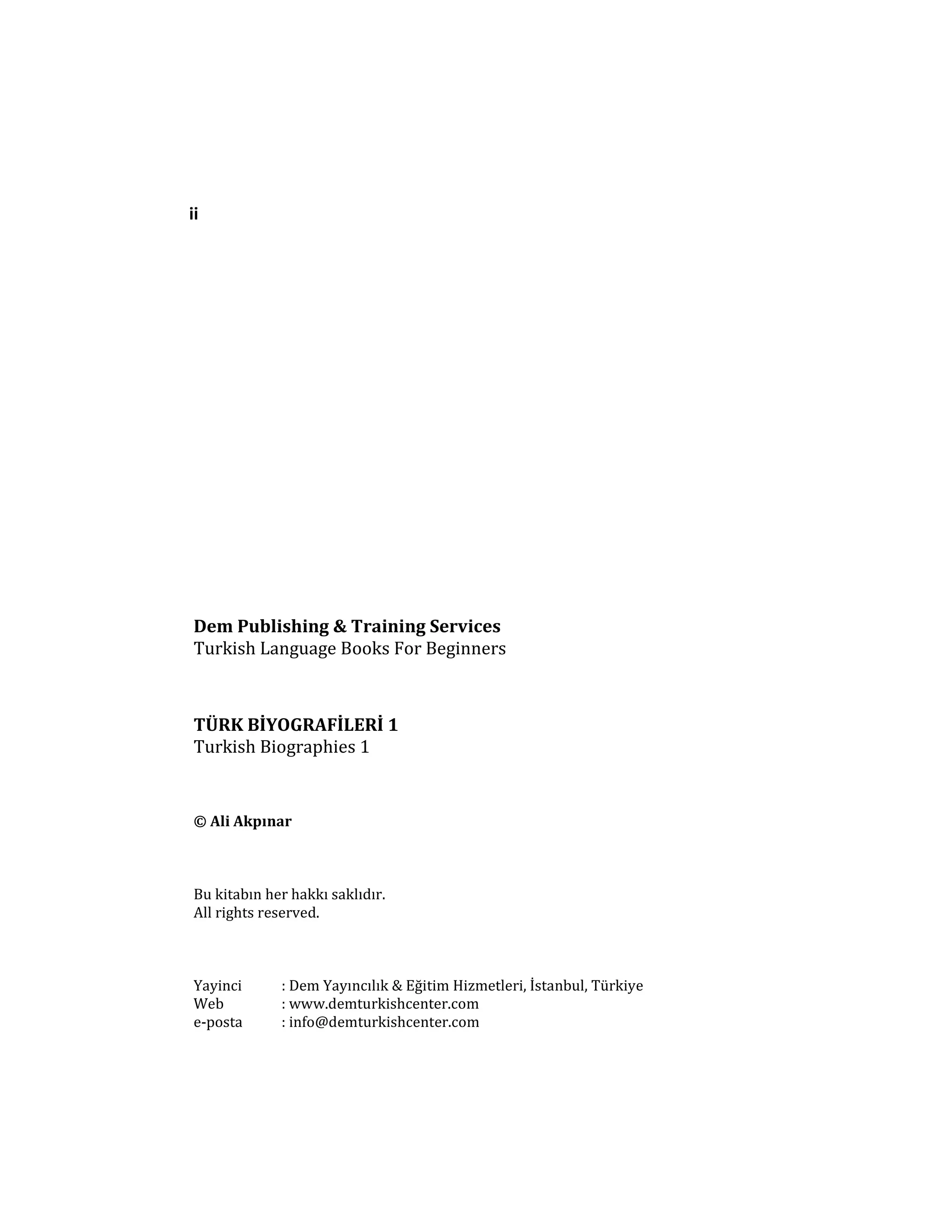 Turkish Reading Books - Turkish Biographies 1 (Beginner) | PDF