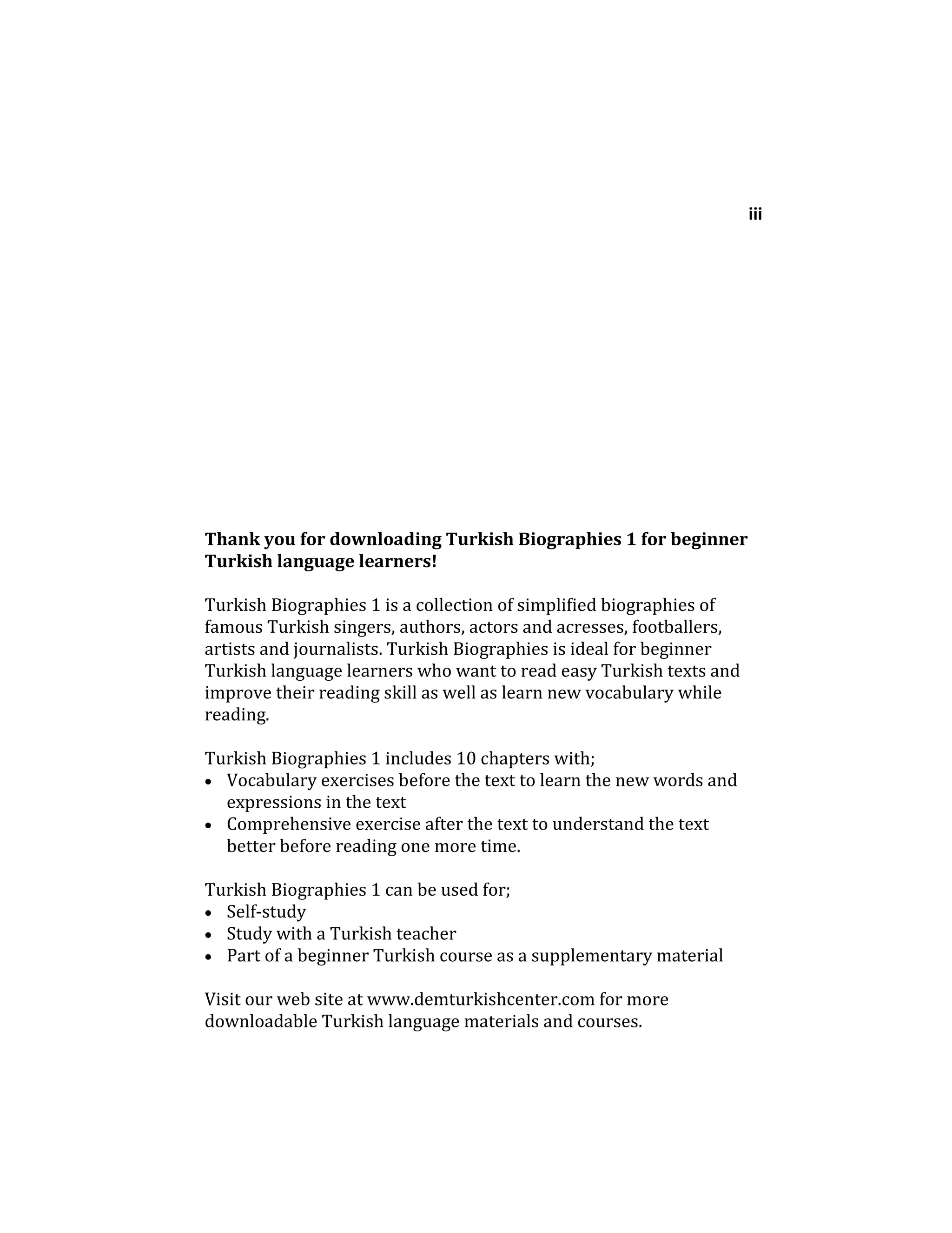 Turkish Reading Books - Turkish Biographies 1 (Beginner) | PDF