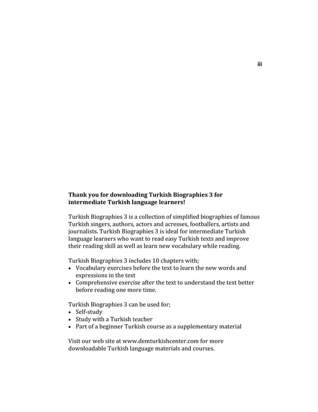 Turkish Language Books - Turkish Biographies 3 | PDF