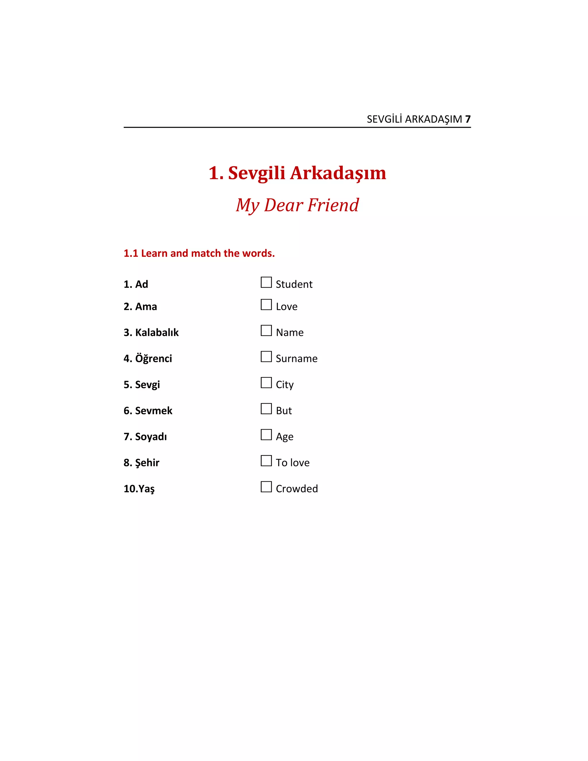 Turkish Reading Books - Turkish Penfriends 1 (Beginner) | PDF