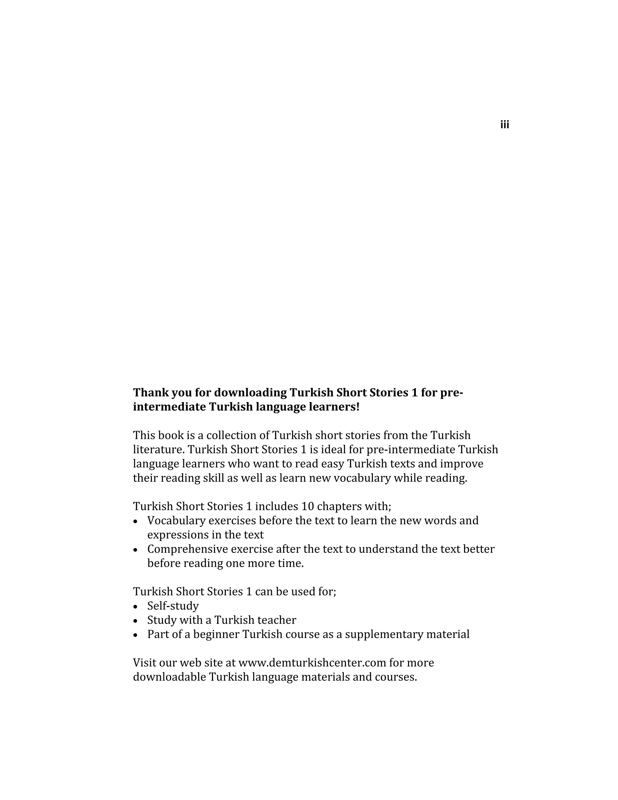 Turkish Reading Books - Turkish Short Stories 1 (Pre-intermediate) | PDF