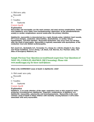 Previous year question on tonsils based on neet pg, usmle, plab and ...
