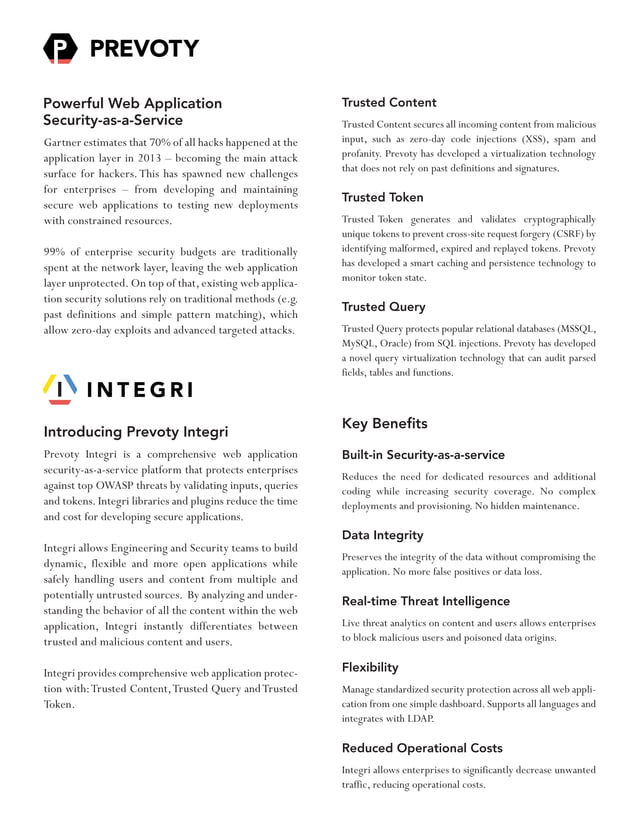 Prevoty Integri Datasheet | PDF