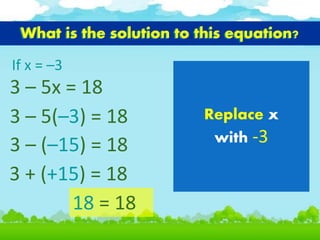 Solving Linear Equations - GRADE 8 MATHEMATICS | PPTX