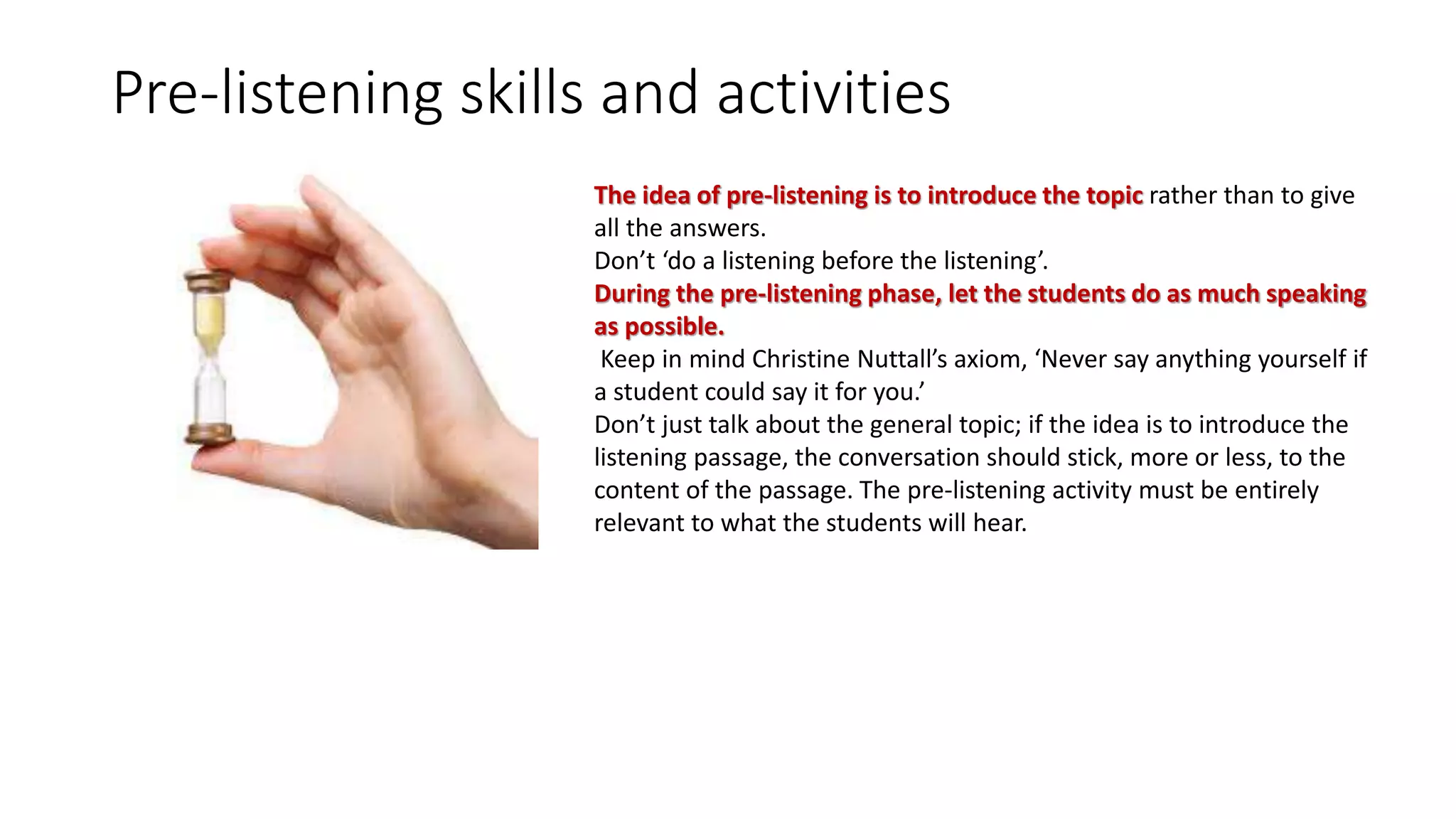 Pre, while and post listening skills and activities | PPTX