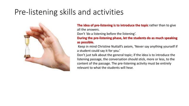 Pre, while and post listening skills and activities | PPTX