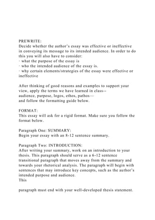PREWRITE Decide whether the author’s essay was effective or.docx