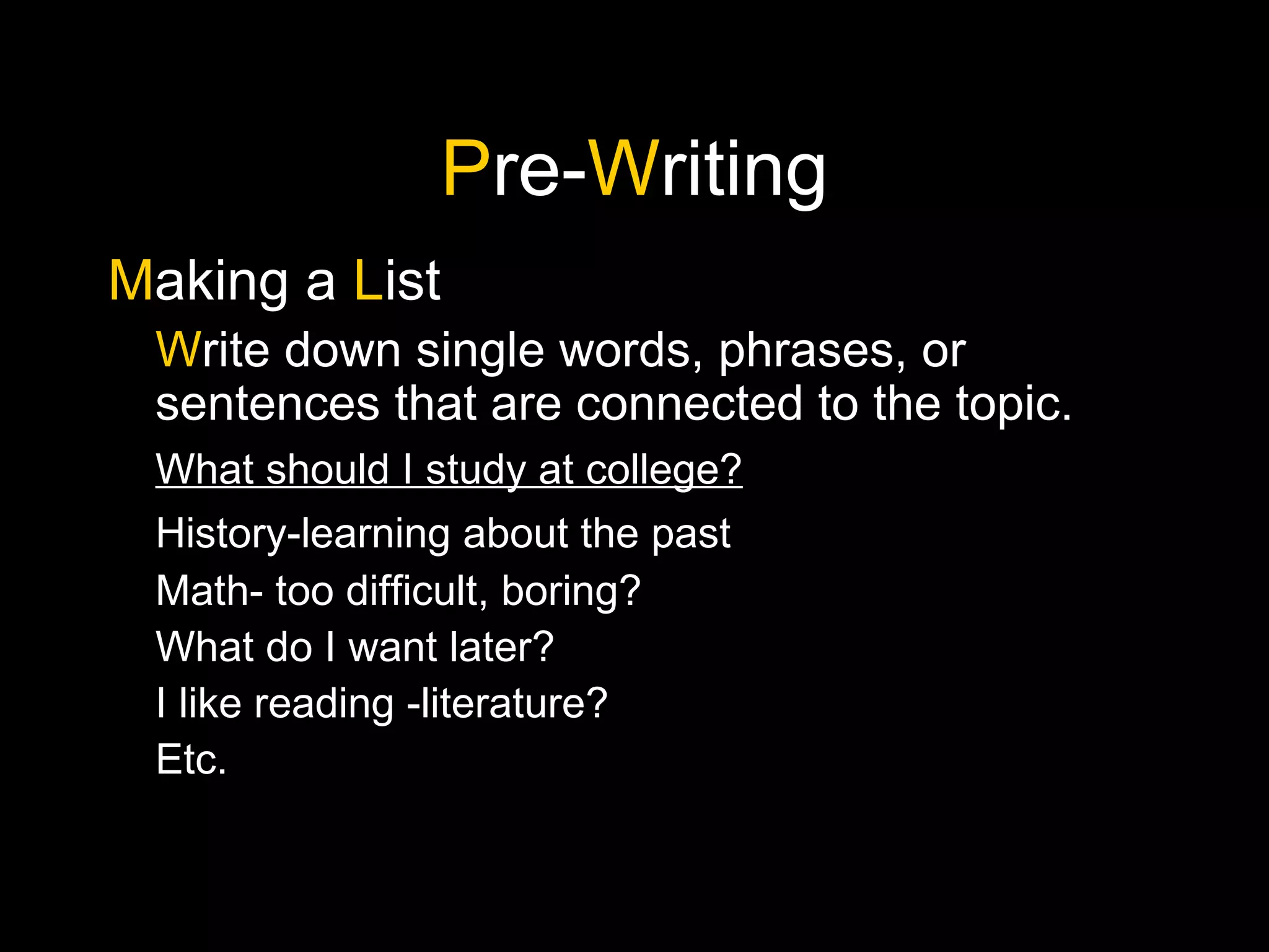Essay Writing (Prewriting) | PPT