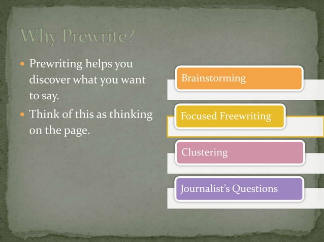 Prewriting PowerPoint | PPTX | Screenwriting | Content Production