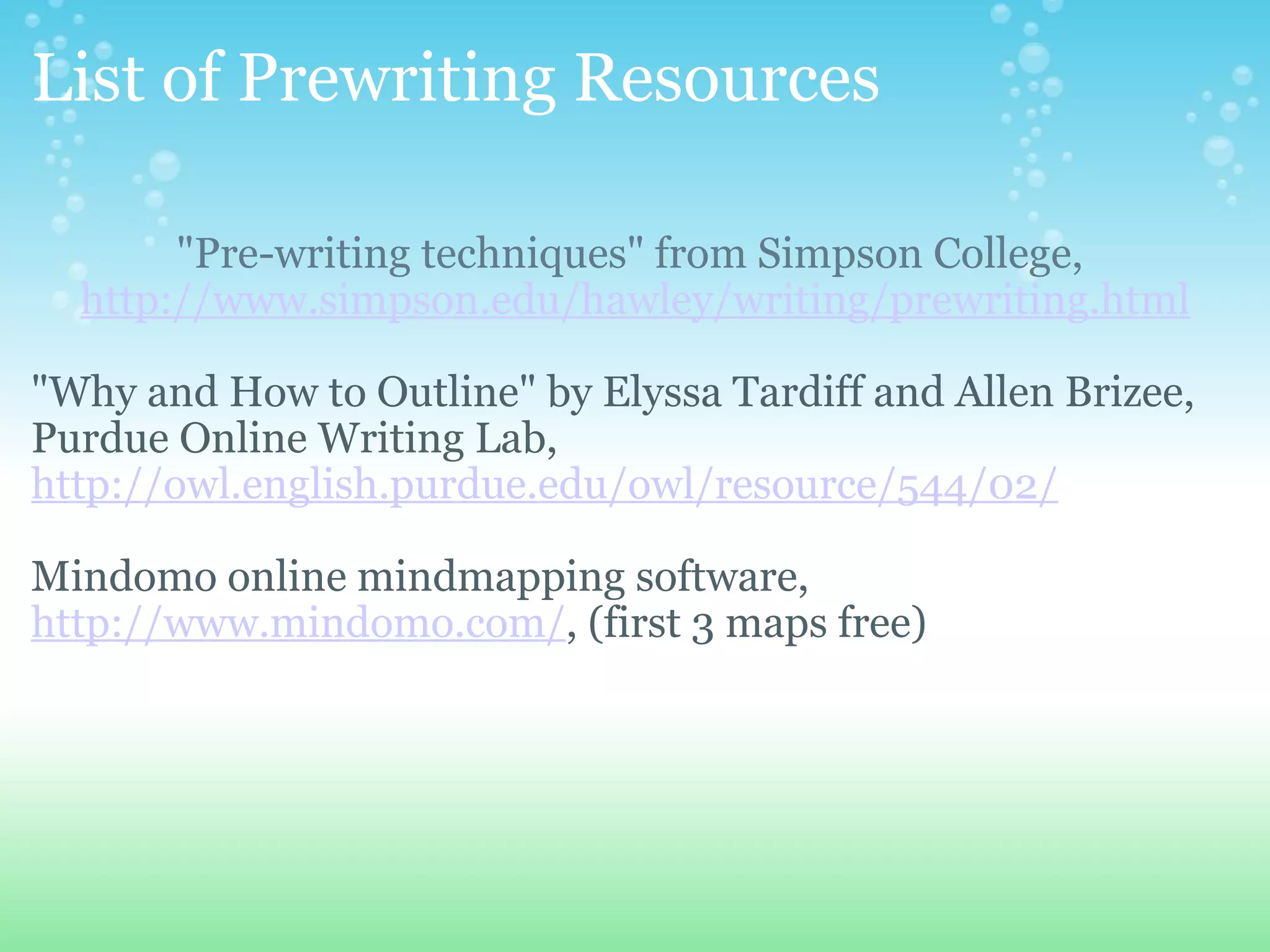 Prewriting, brainstorming, and outlining | PPT