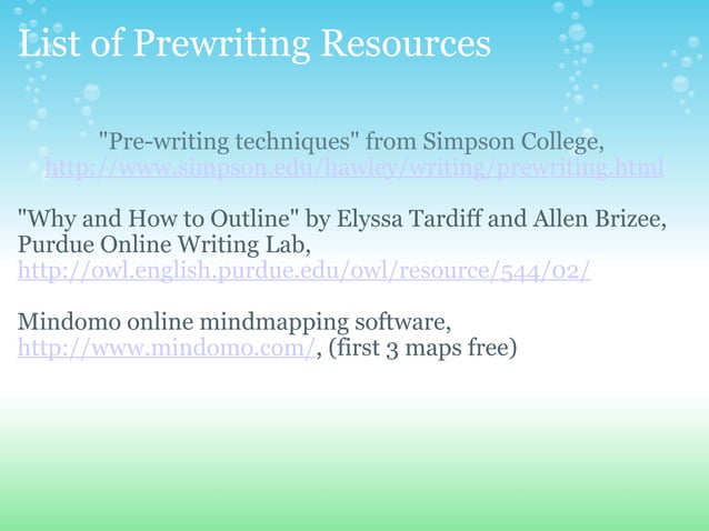 Prewriting, brainstorming, and outlining | PPT