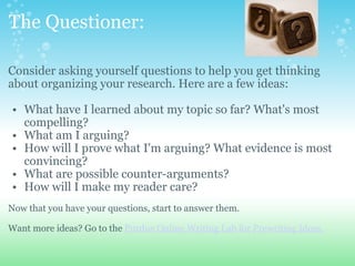 Prewriting, brainstorming, and outlining | PPT