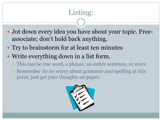 Prewriting techniques | PPT