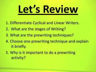 Prewriting techniques | PPTX