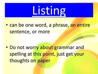 Prewriting techniques | PPTX