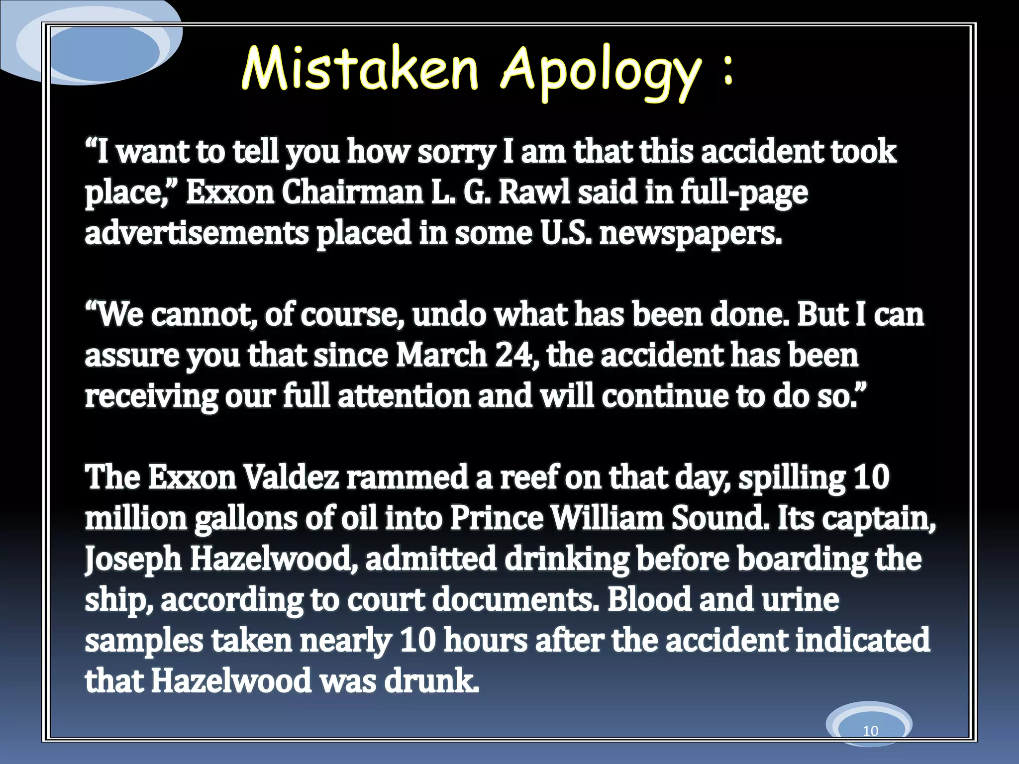 Exxon Oil Spill mistakes in public relations | PPTX