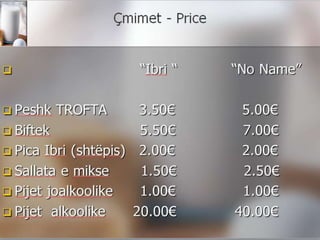 Restaurant Ibri dhe marketingu i tij | PPT