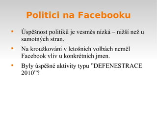 České politické strany na Facebooku | PPT