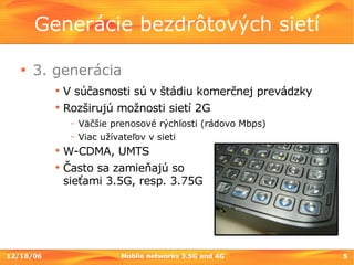 Mobilné siete 3.5G a 4G | PDF