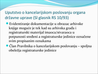 Jasmina Latinović, Obrazac arhivske knjige i obavezno redovno ...