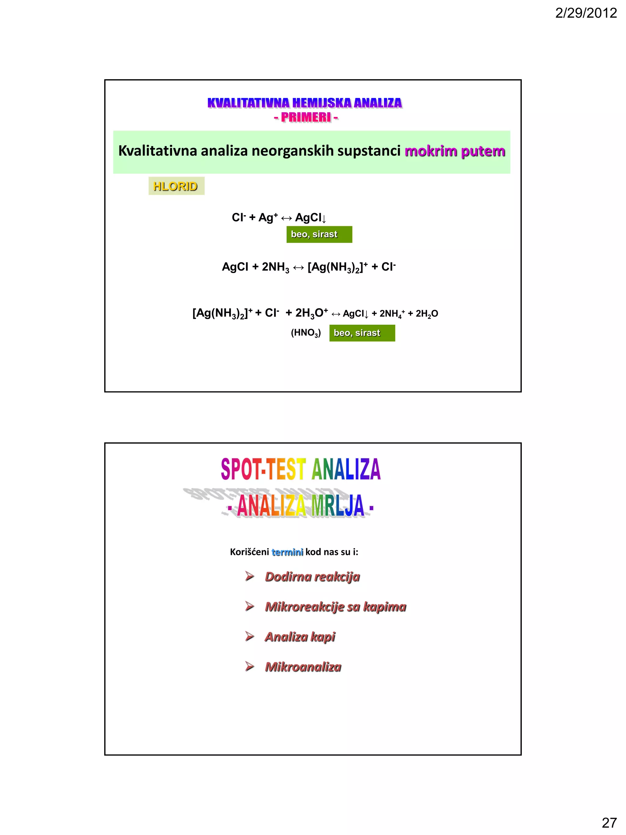 Prezentacija iz analiticka hemija - E.Lončar, Lj. Kolarov, R.Malbaša | PDF