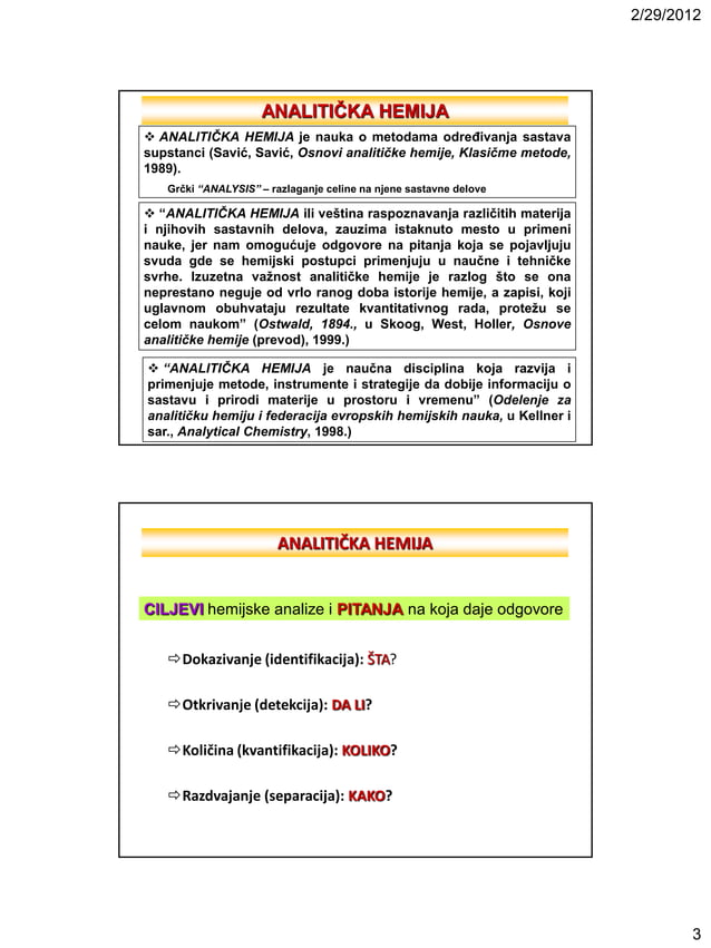 Prezentacija iz analiticka hemija - E.Lončar, Lj. Kolarov, R.Malbaša | PDF