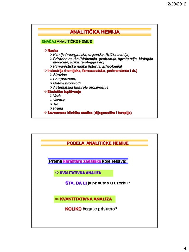 Prezentacija iz analiticka hemija - E.Lončar, Lj. Kolarov, R.Malbaša | PDF