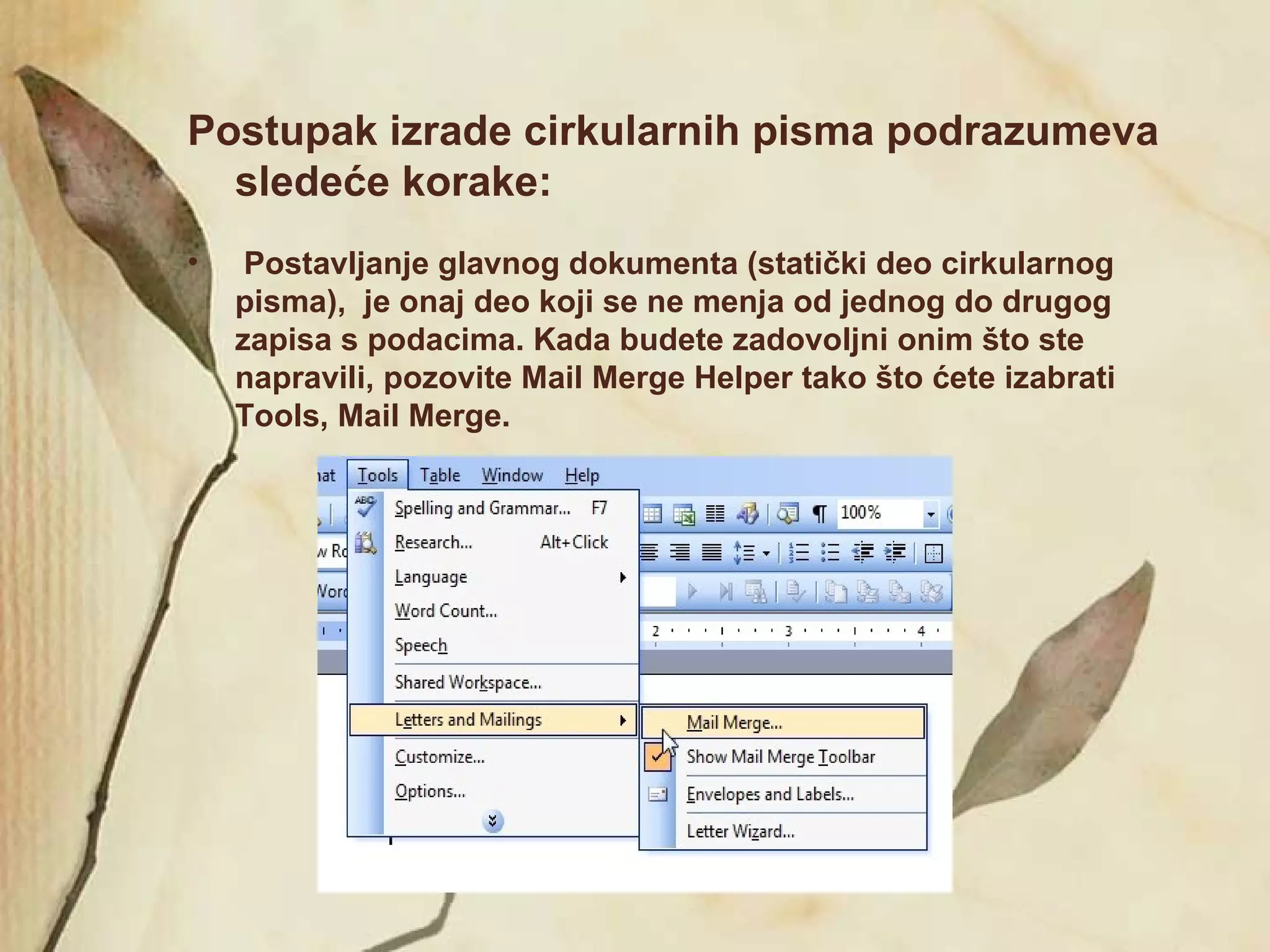 Cirkularna pisma u Word-u | PPT