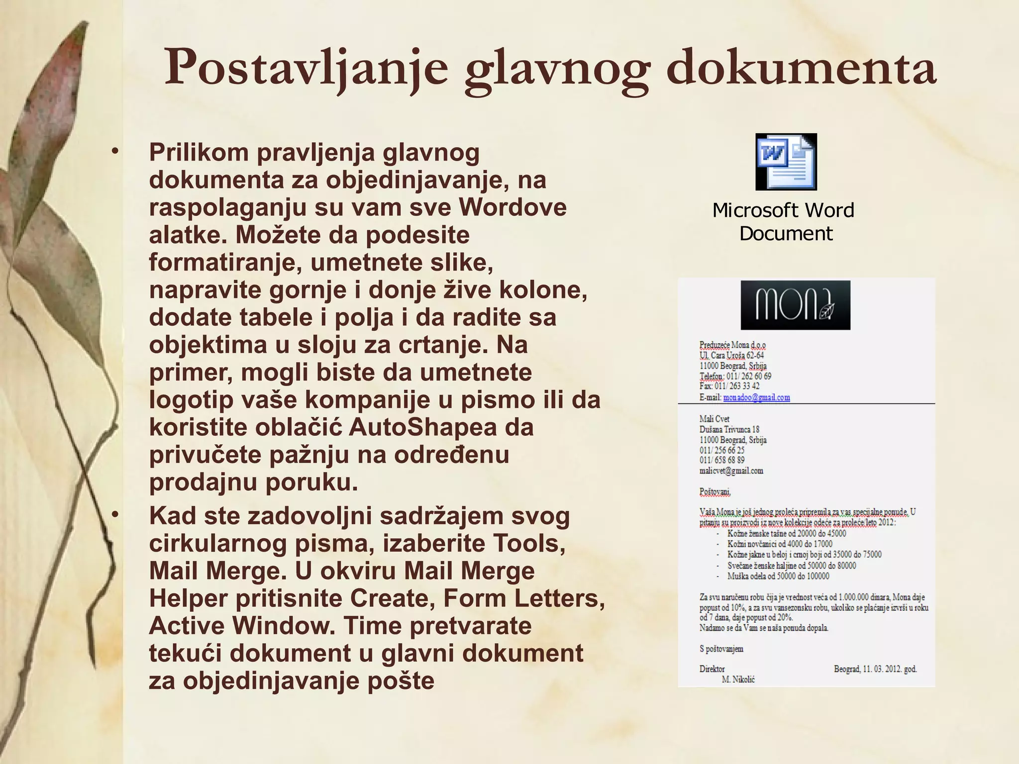 Cirkularna pisma u Word-u | PPT