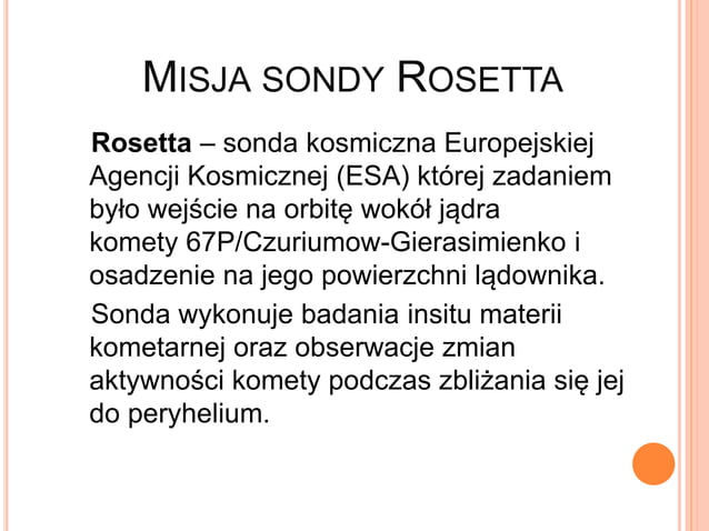 Prezentacja sonda rosetta | PPTX