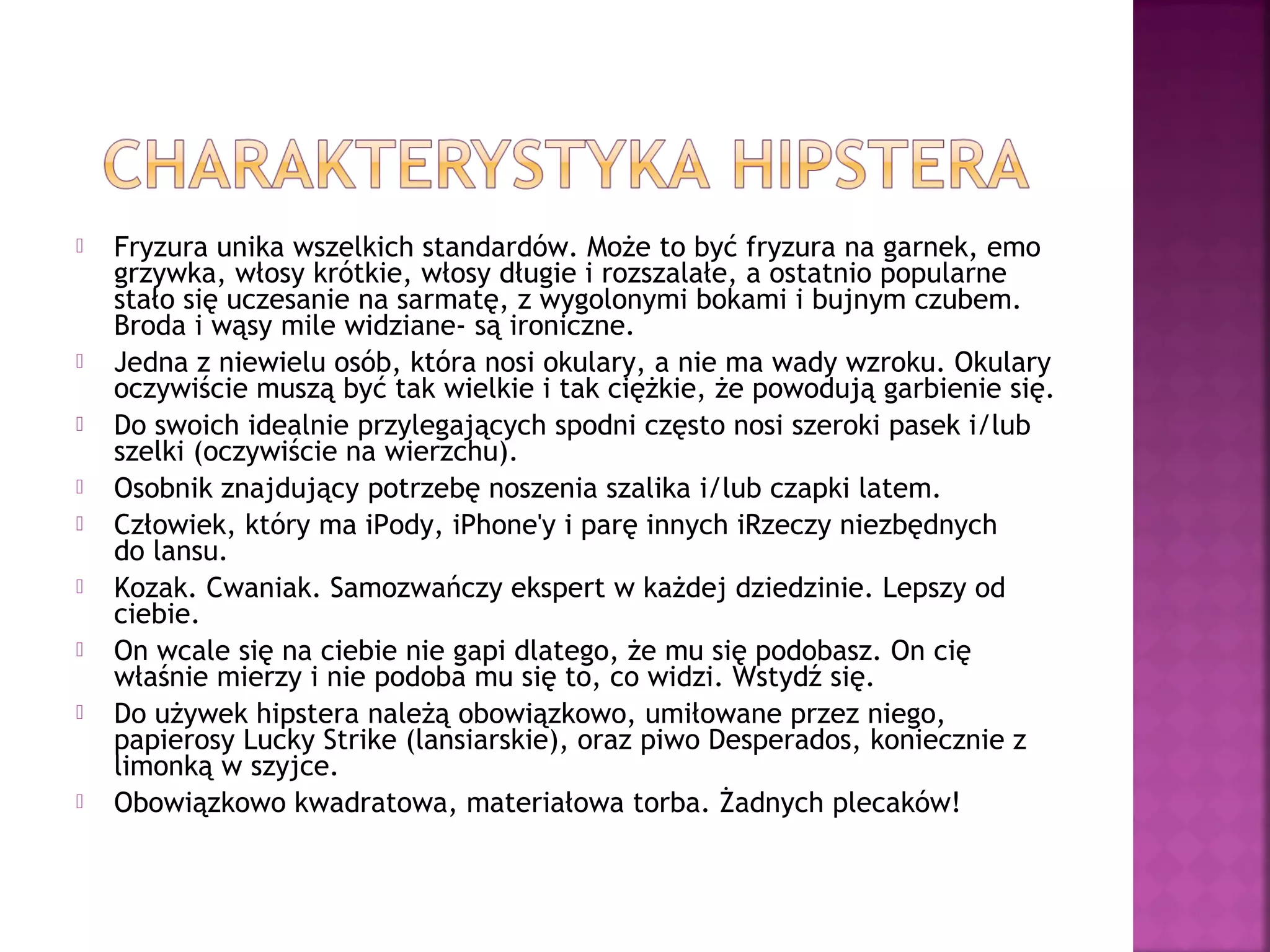 Prezentacja subkultura hipsterów | PPT