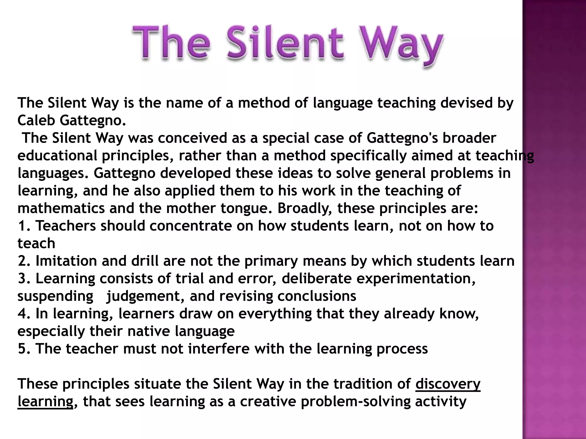 other methods the silent way | PPTX