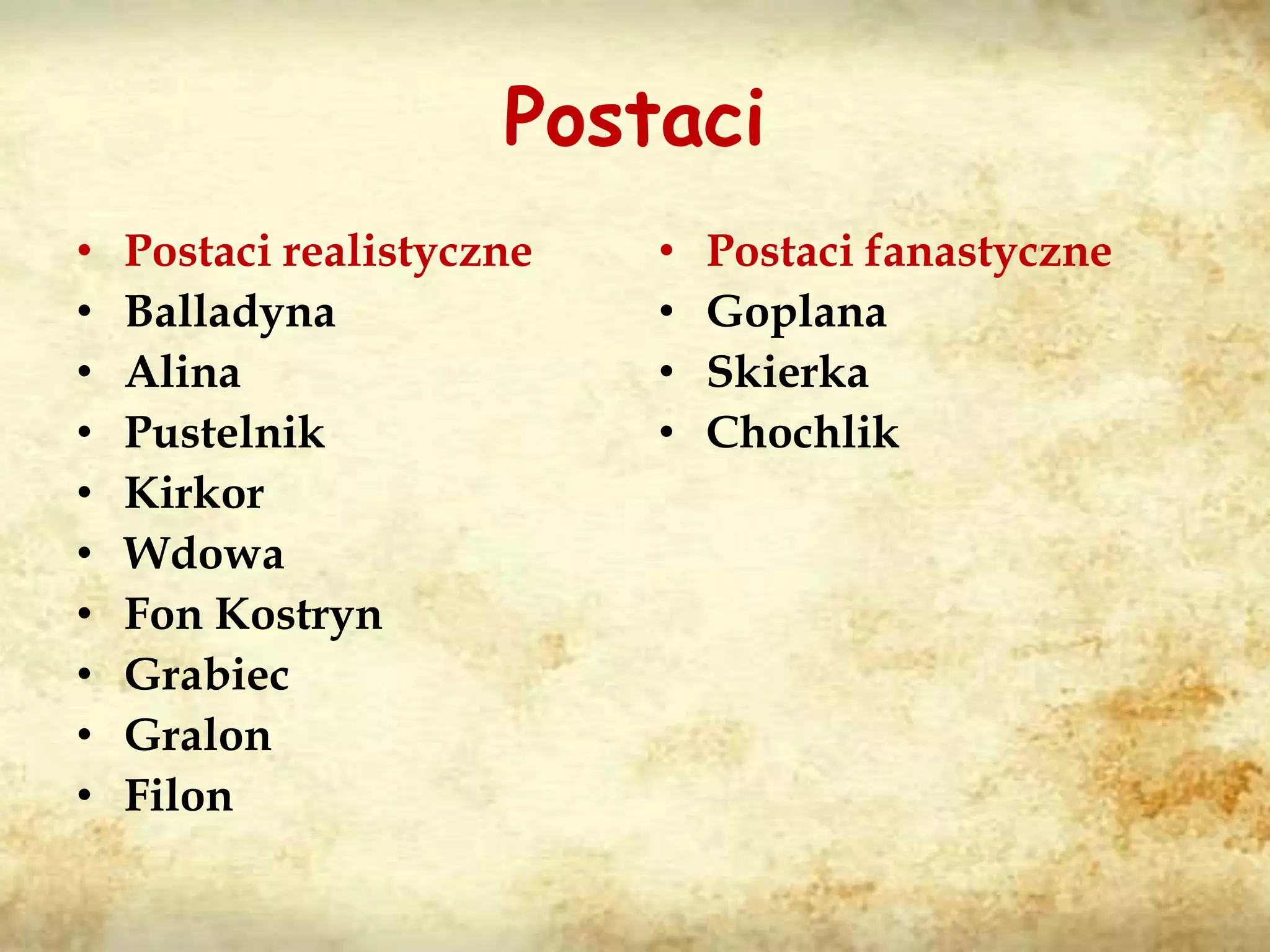 Prezentacja Balladyna | PPT