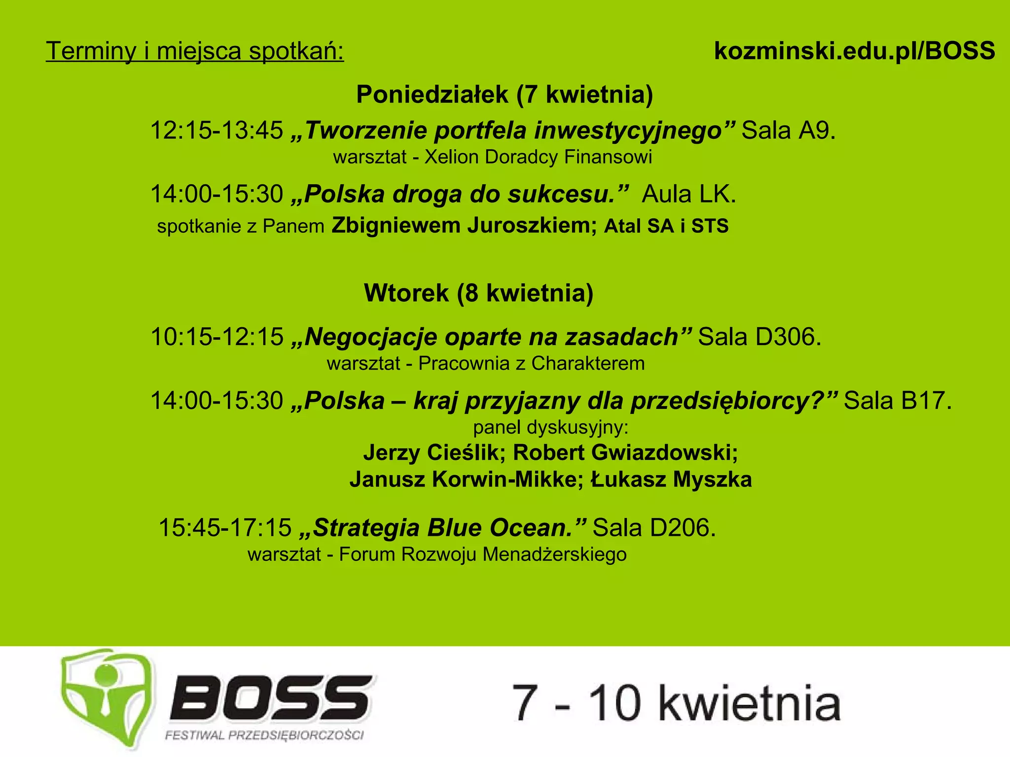 Prezentacja Eventów BOSSa na Koźmińskim | PPT