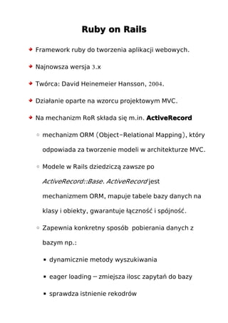 Ruby, Ruby on Rails 2010 | PDF