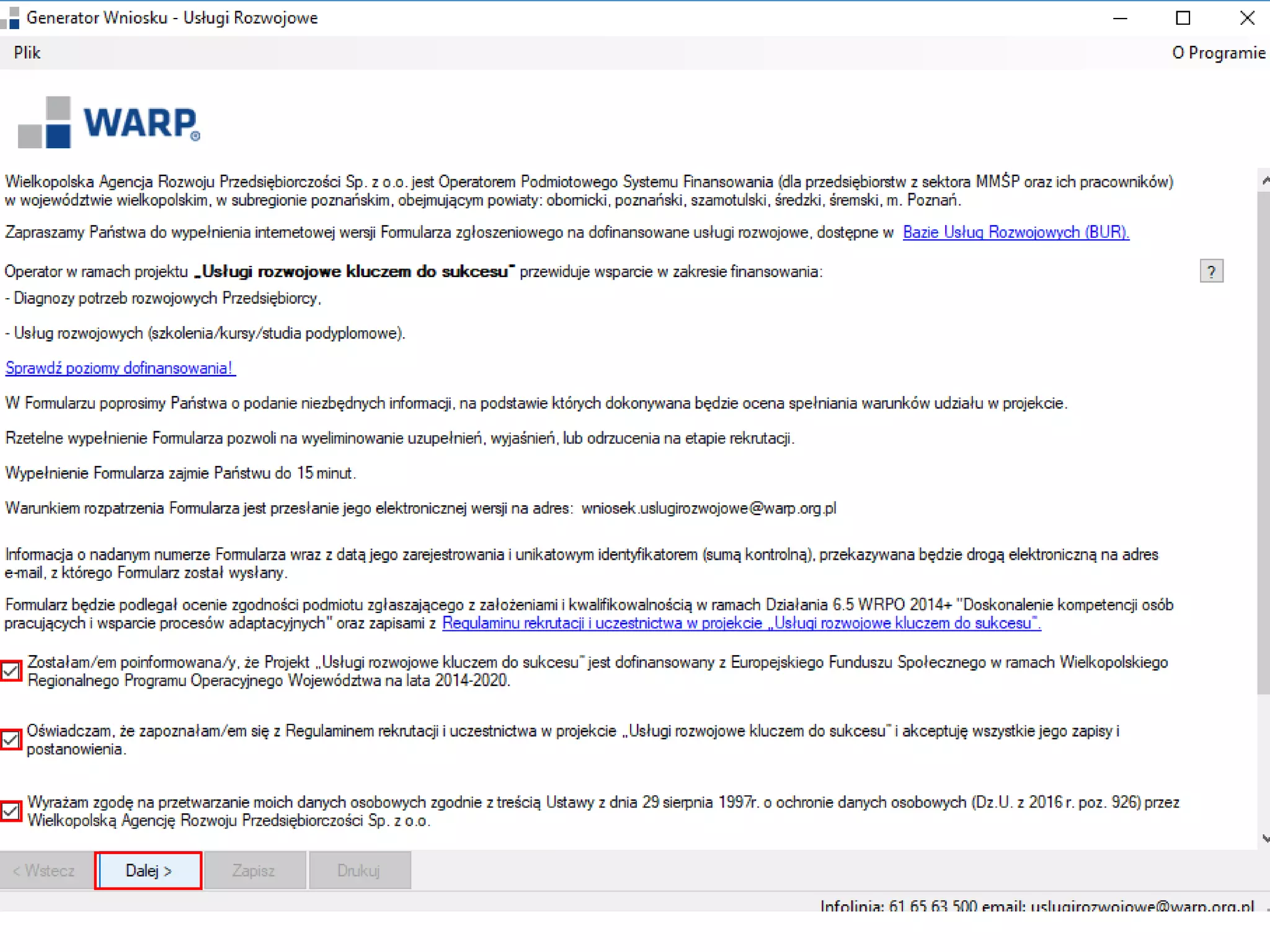 Jak wygenerować wniosek WARP | PDF