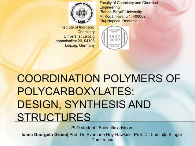 Coordination Polymers of Polycarboxylates: Design, Synthesis and ...