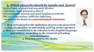 The pedagogical Potential of Proverbs in Teaching English as a second ...
