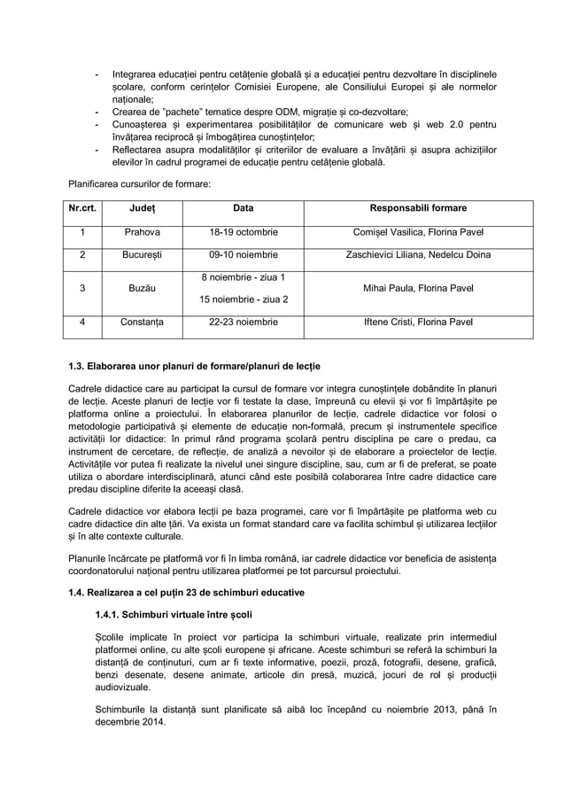 Prezentarea proiectului scoli implicate | PDF